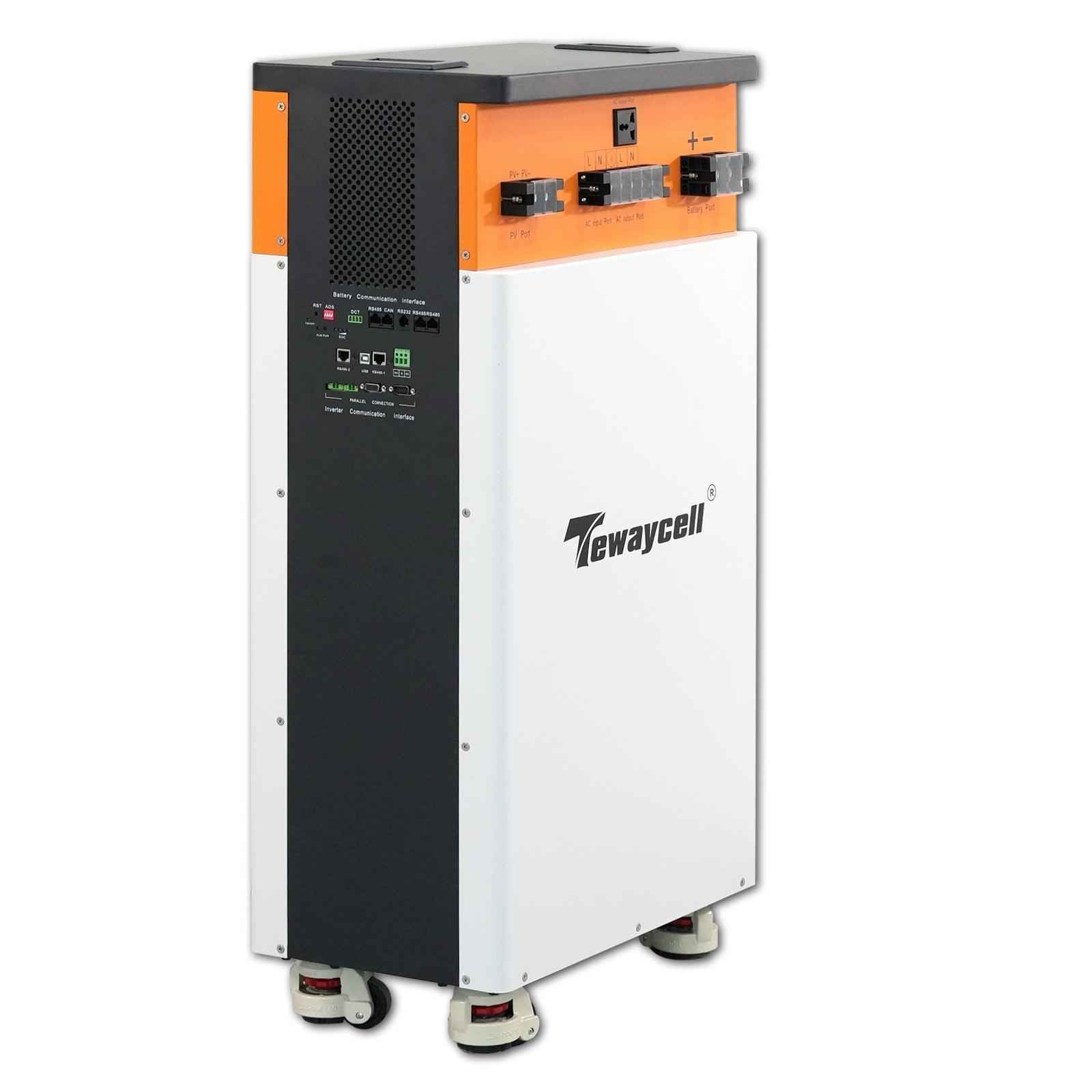 Tewaycell 48V 51.2V 300Ah 15Kwh All-in-one Mobile ESS Built-in 5KW Hyb